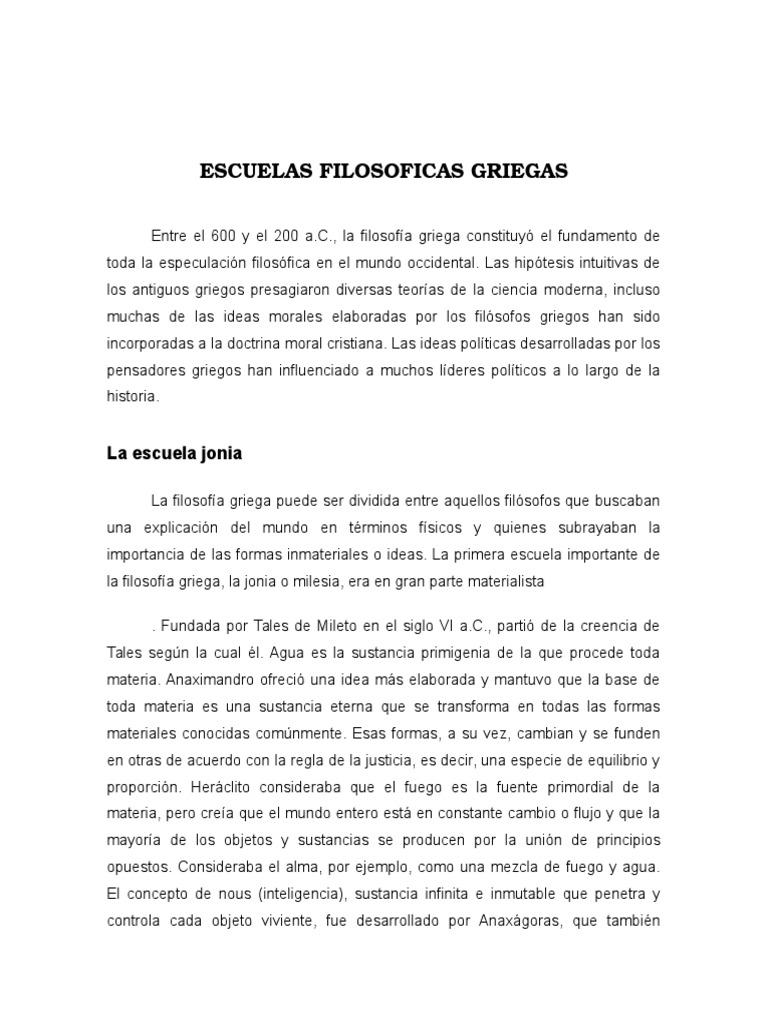 Las principales escuelas filosóficas de la antigua Grecia: de los ...