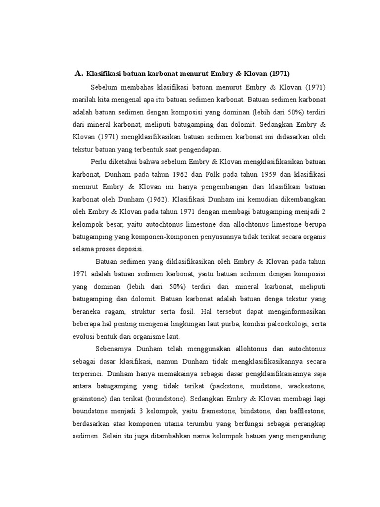 Klasifikasi Batuan Karbonat Embry & Klovan | PDF | Sains & Matematika
