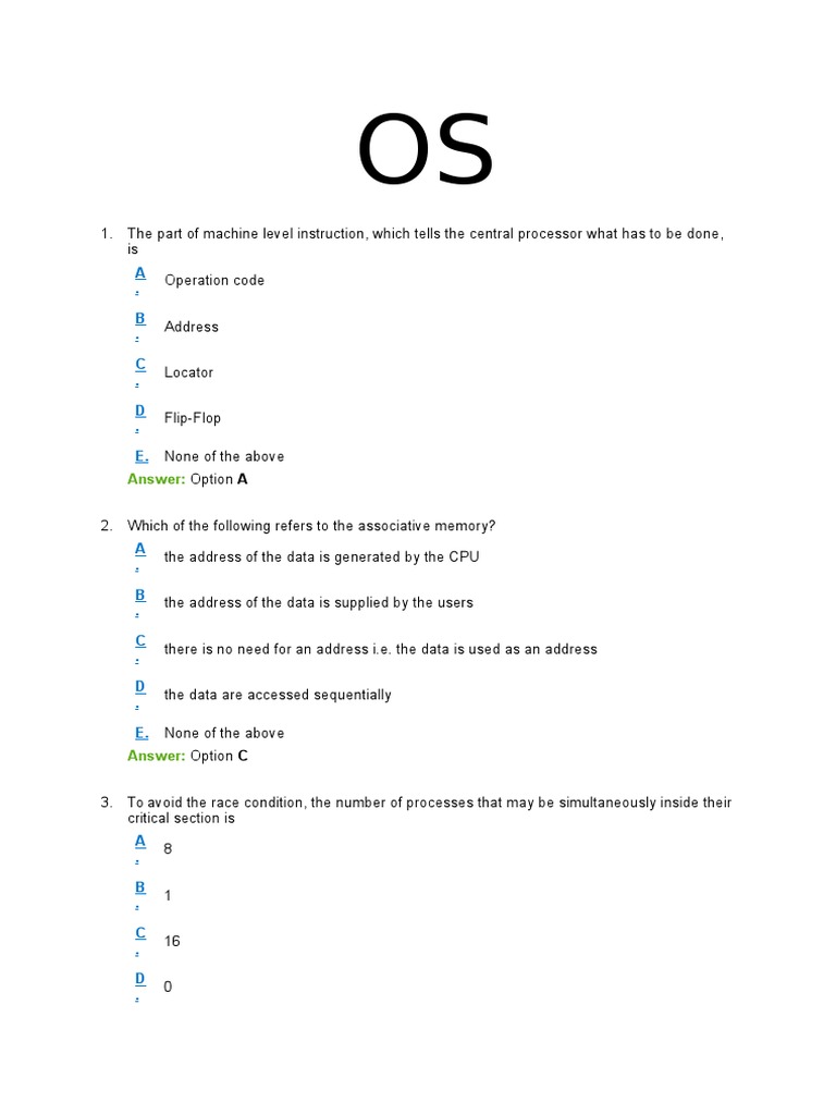 OS MCQ Indiabix | PDF | Kernel (Operating System) | Process (Computing)