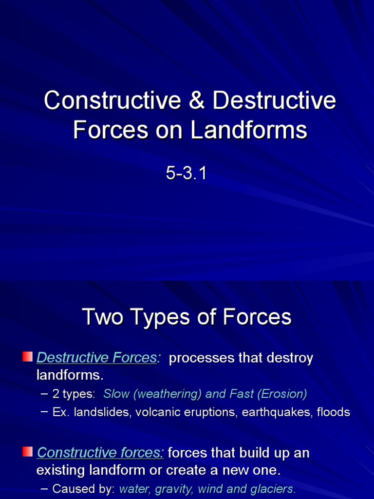 Constructive & Destructive Forces On Landforms | PDF