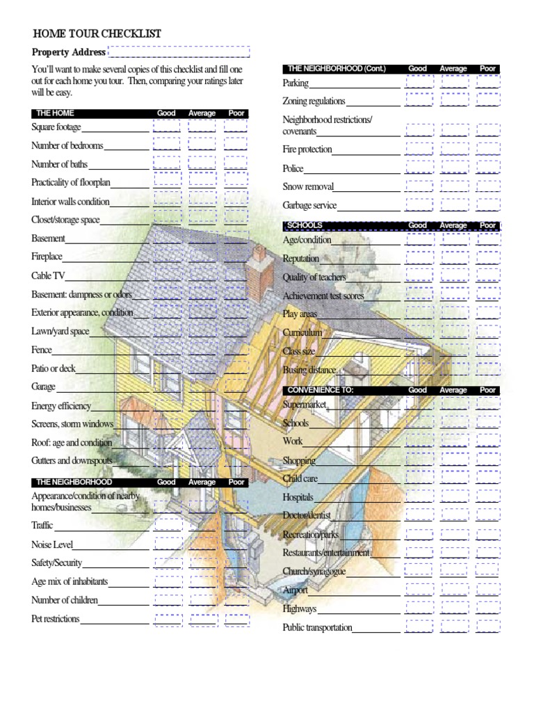 Home Tour Checklist: Property Address | PDF