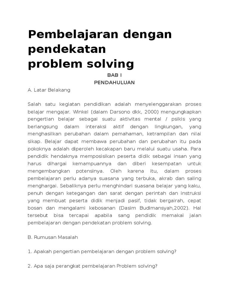 Pembelajaran Dengan Pendekatan Problem Posing Dan Solving | PDF