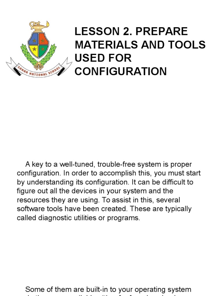 LESSON 2. Prepare Materials and Tools Used For Configuration | PDF ...