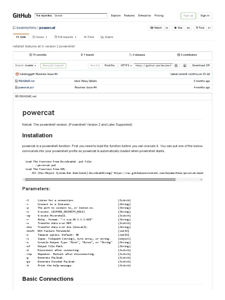Besimorhino - Powercat GitHub | PDF | Transmission Control Protocol | Command Line Interface