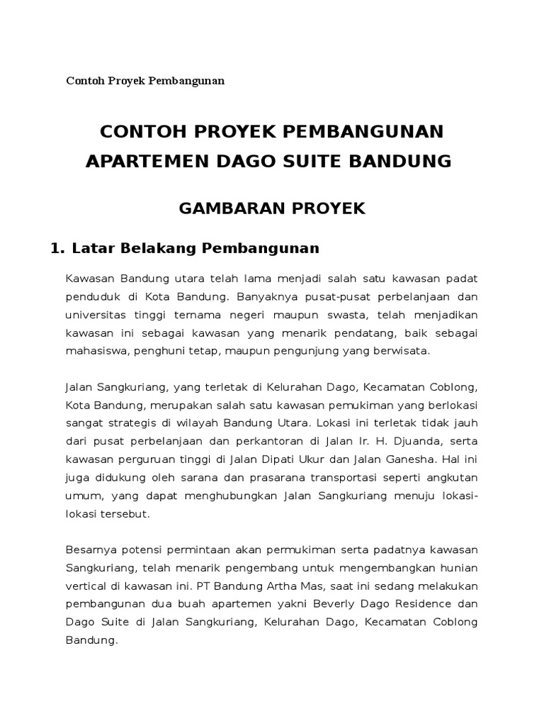 Contoh Proyek Pembangunan | PDF | Griya & Taman | Seni