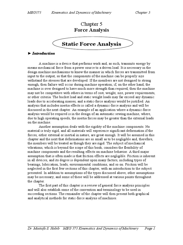 Static Force Analysis | PDF | Machine (Mechanical) | Force
