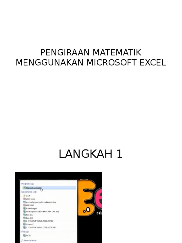 Pengiraan Matematik Menggunakan Microsoft Excel Pdf