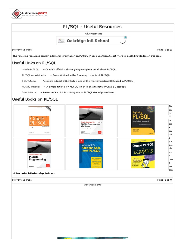 PL - SQL Useful Resources | PDF