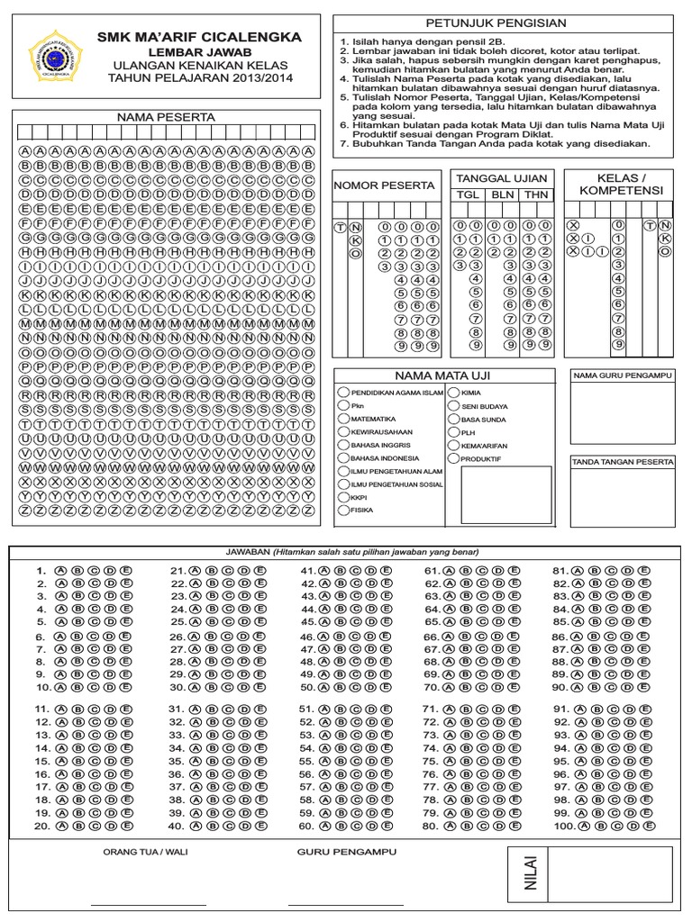 LJK Ukk SMK Maarif Produktif PDF | PDF