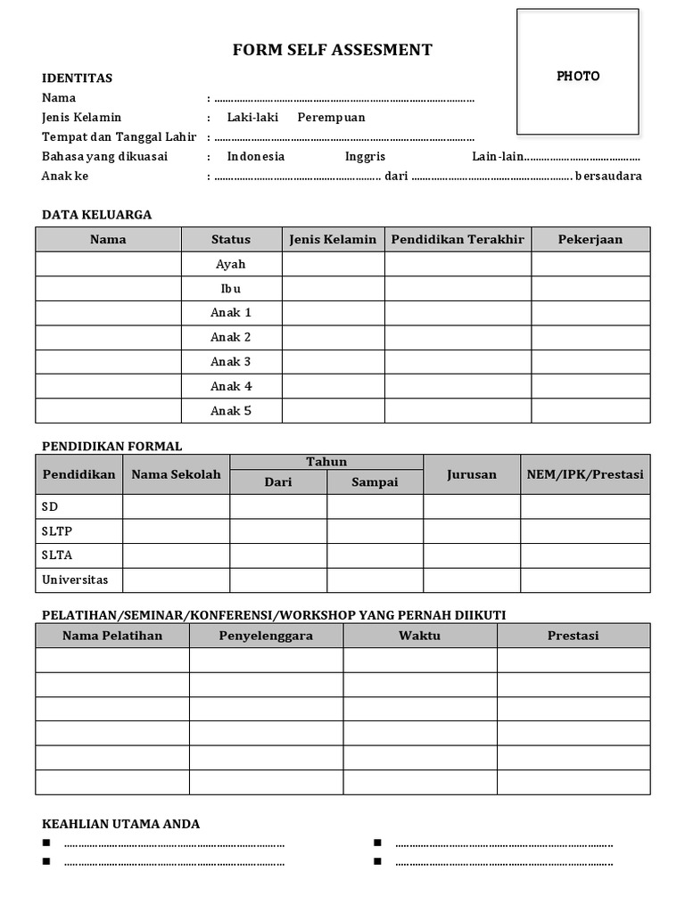 Lembar Self Assessment Beasiswa Unggulan UII | PDF | Karier & Perkembangan