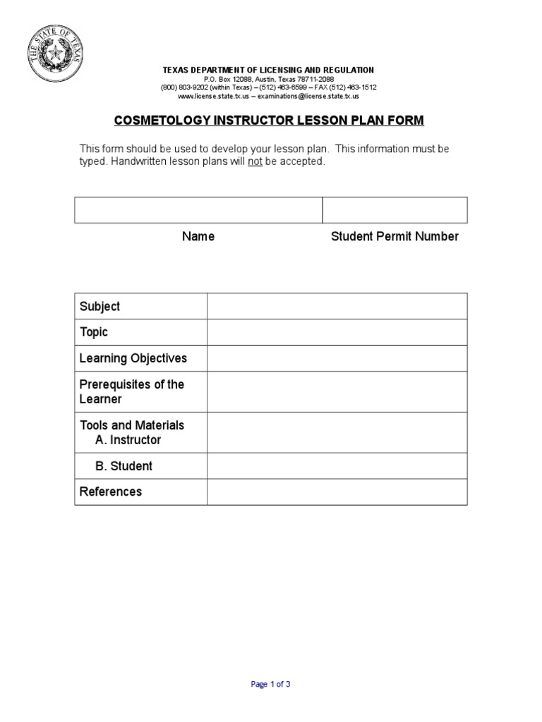 Instructor Lesson Plan | PDF