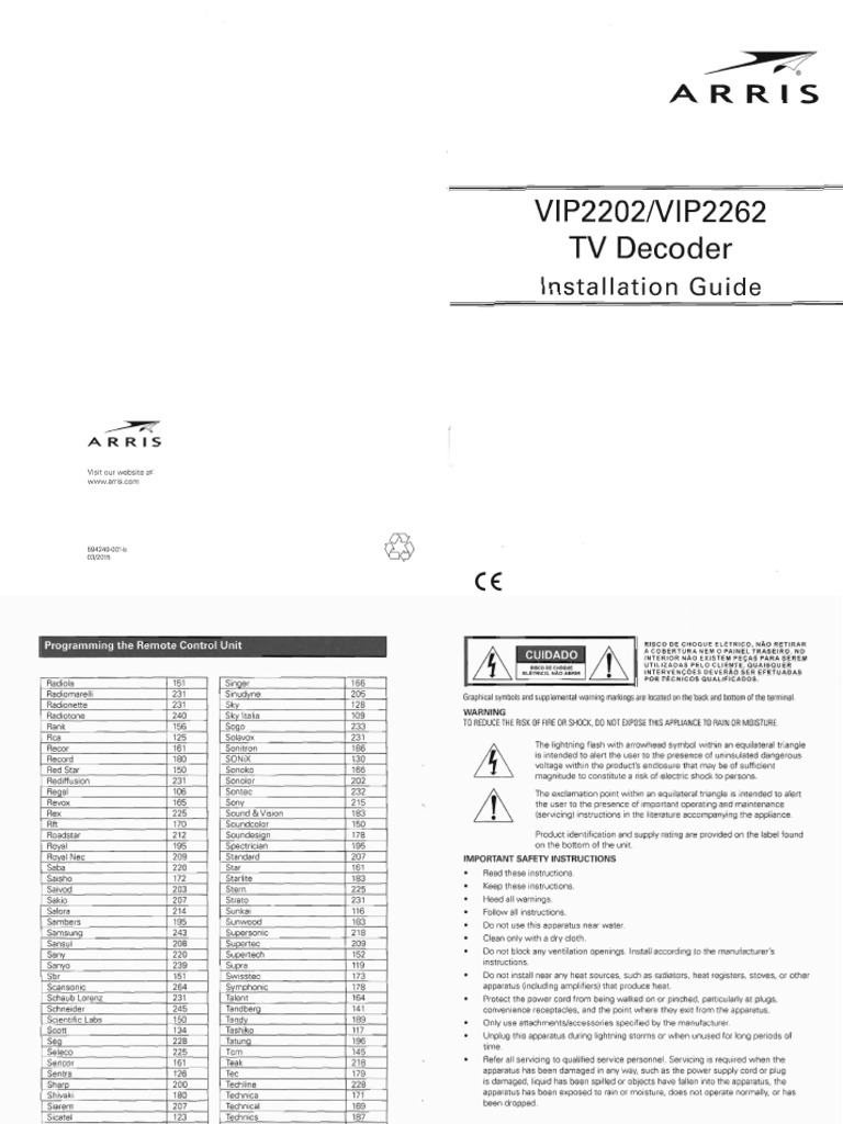 Arris VIP2202-VIP2262 TV Decoder