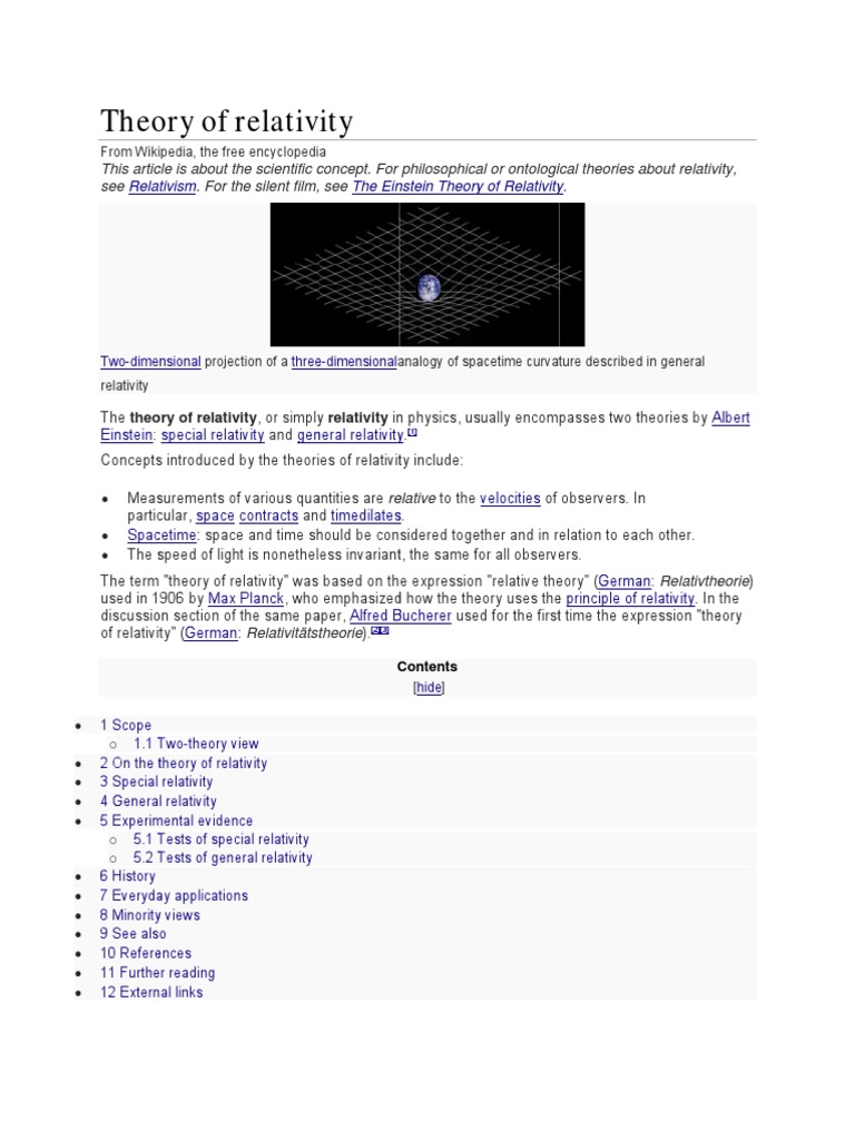 Einstein's Theory of Relativity Explained | PDF | General Relativity ...