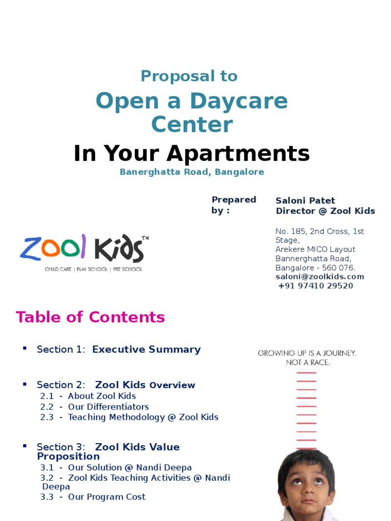 Onsite Daycare Proposal by Zool Kids | PDF | Child Care | Relationships