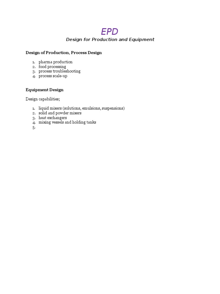 Design For Production and Equipment | PDF