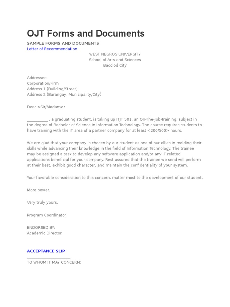 Ojt Forms and | PDF | Notary Public | Graduate School