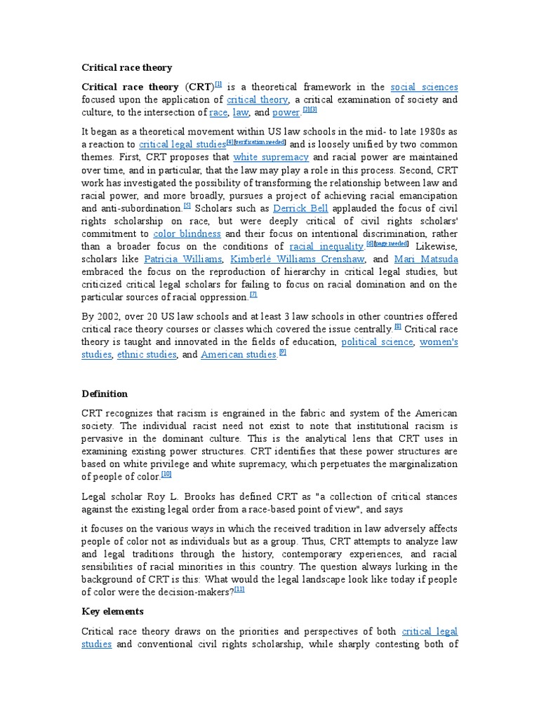 CRT Notes | PDF | Critical Race Theory | Politics And Race