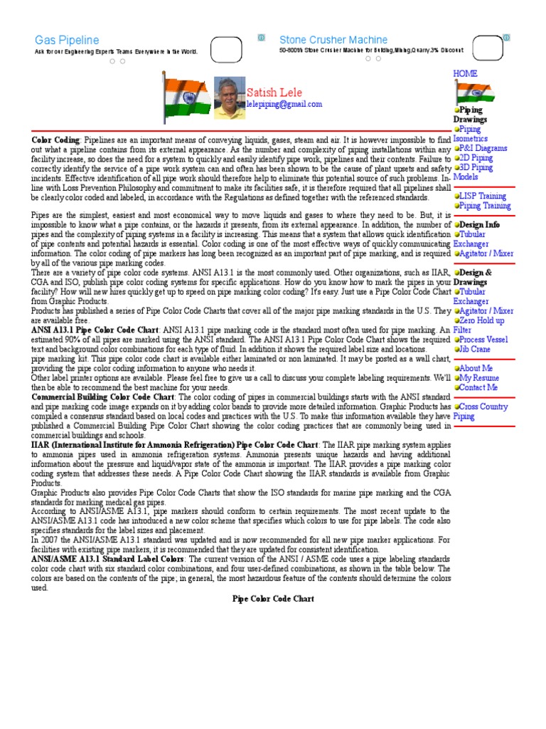 ANSI A13.1 Pipe Color Code Chart | PDF | Pipeline Transport | Pipe ...