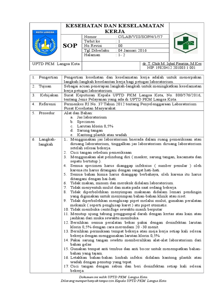 Sop K3 | PDF