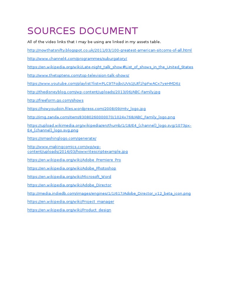 Sources Document | PDF | Computers