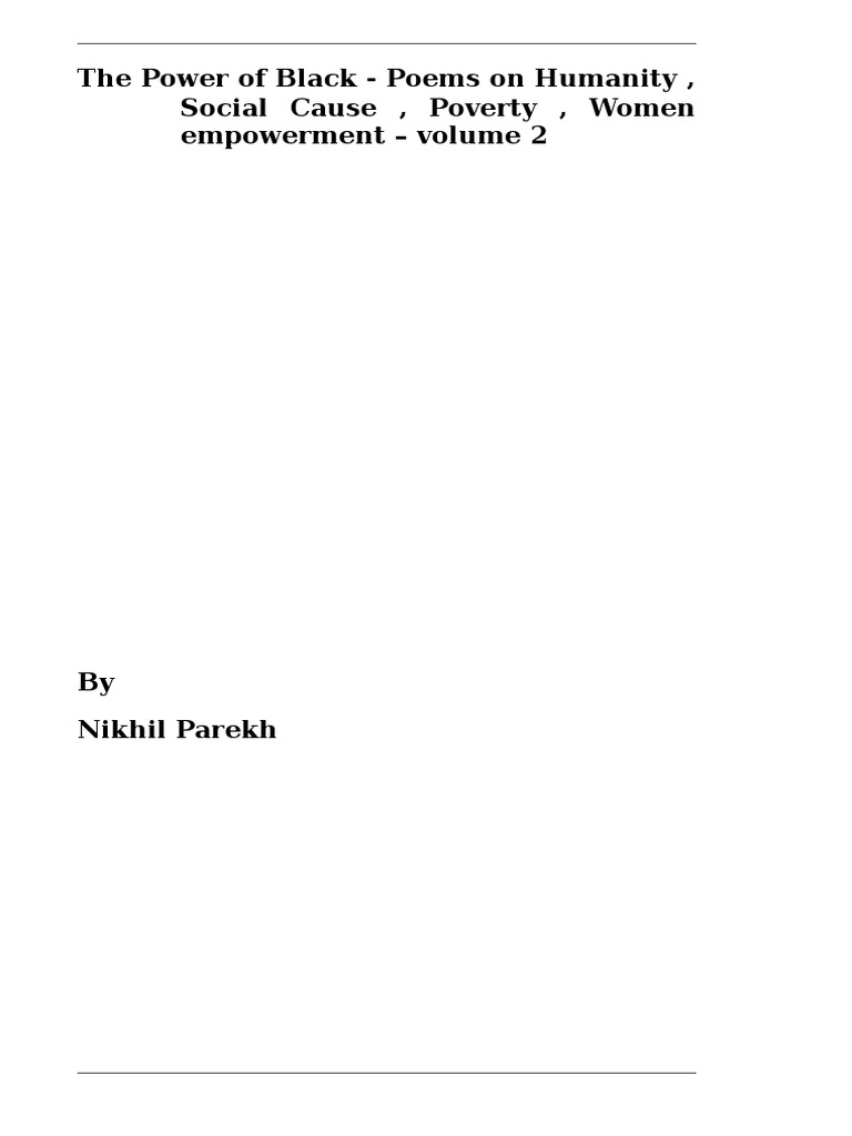 The Power of Black - Poems On Humanity, Social Cause, Poverty, Women ...