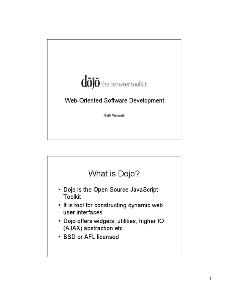 What Is Dojo?: Web-Oriented Software Development | PDF | Ajax ...