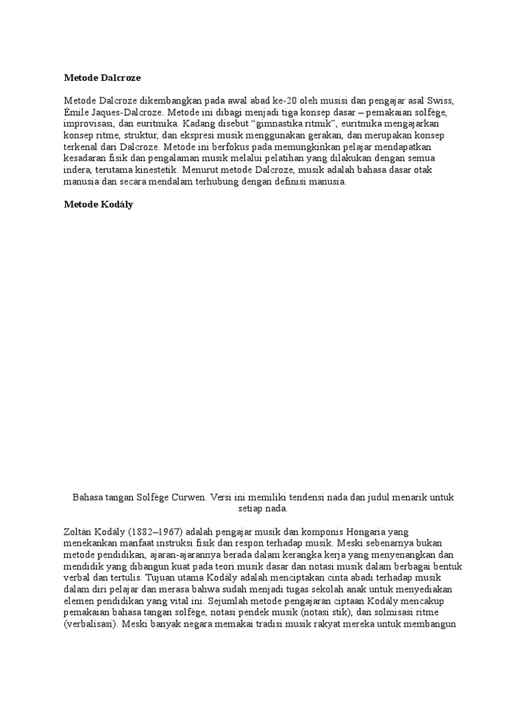 Metode Dalcroze | PDF | Ilmu Sosial