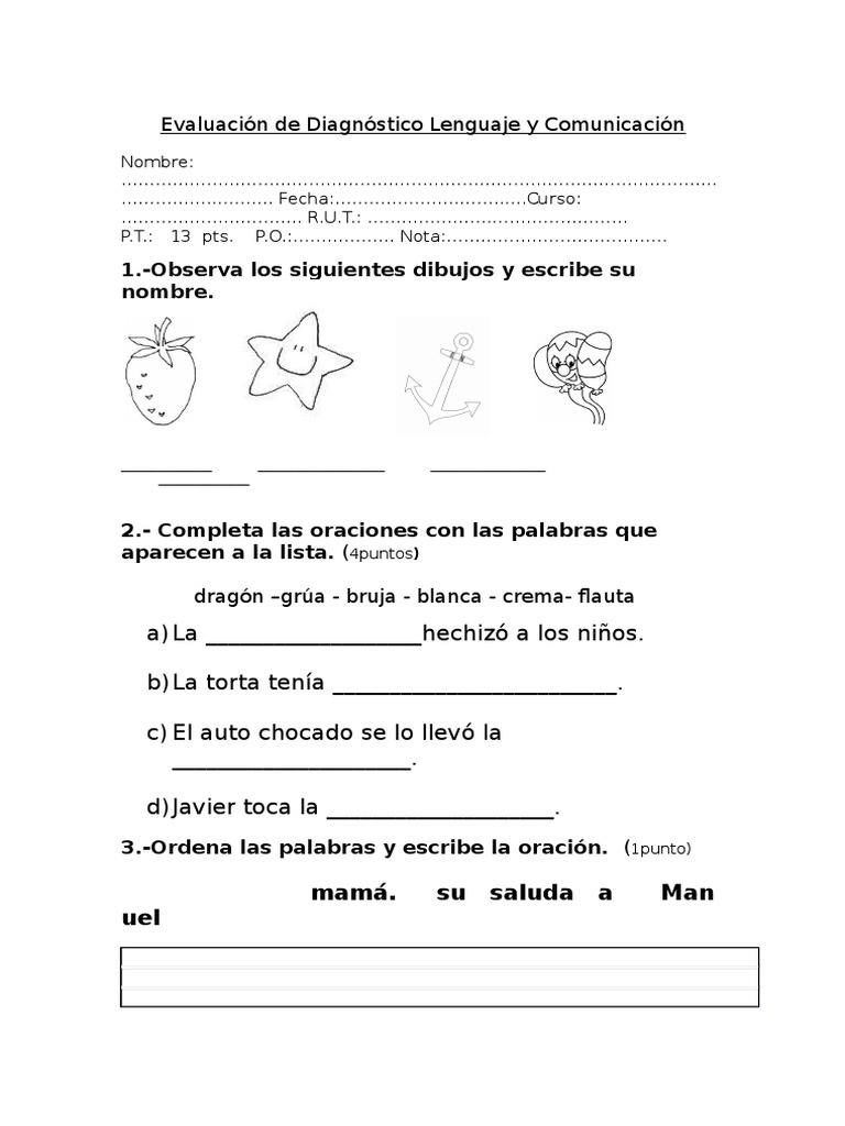 Diagnostico Lenguaje Segundo Ano Basico | PDF