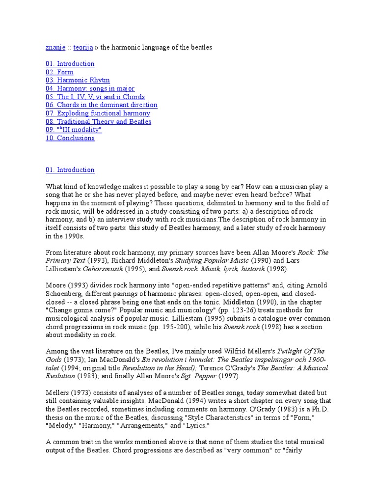 The Harmonic Language of The Beatles | PDF | Song Structure | Chord (Music)