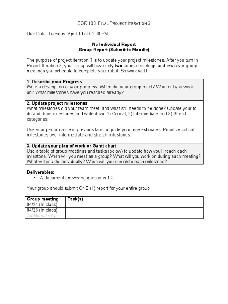EGR 100 Project Iteration 3 | PDF