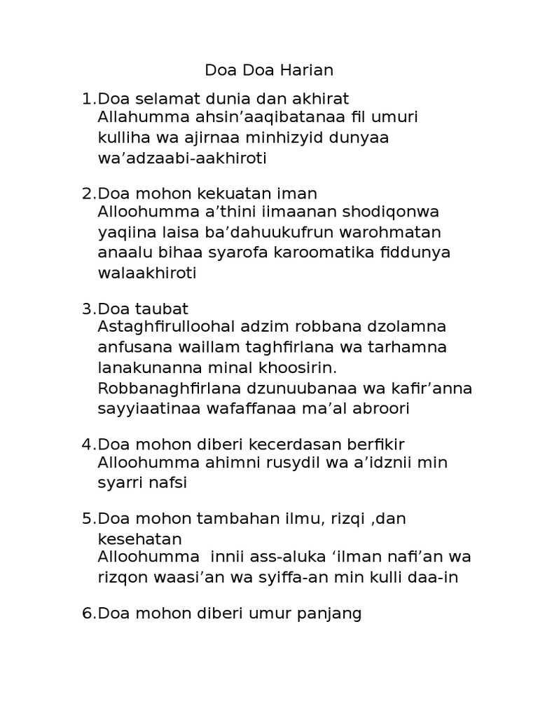Doa Doa Harian | PDF