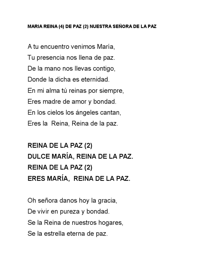 Himno Maria Reina de La Paz