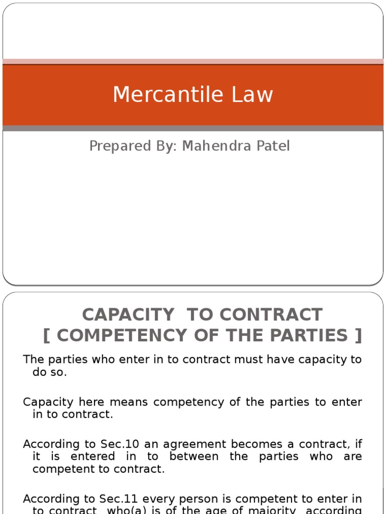 ML Capacity of Parties | PDF | Law Of Agency | Legal Liability