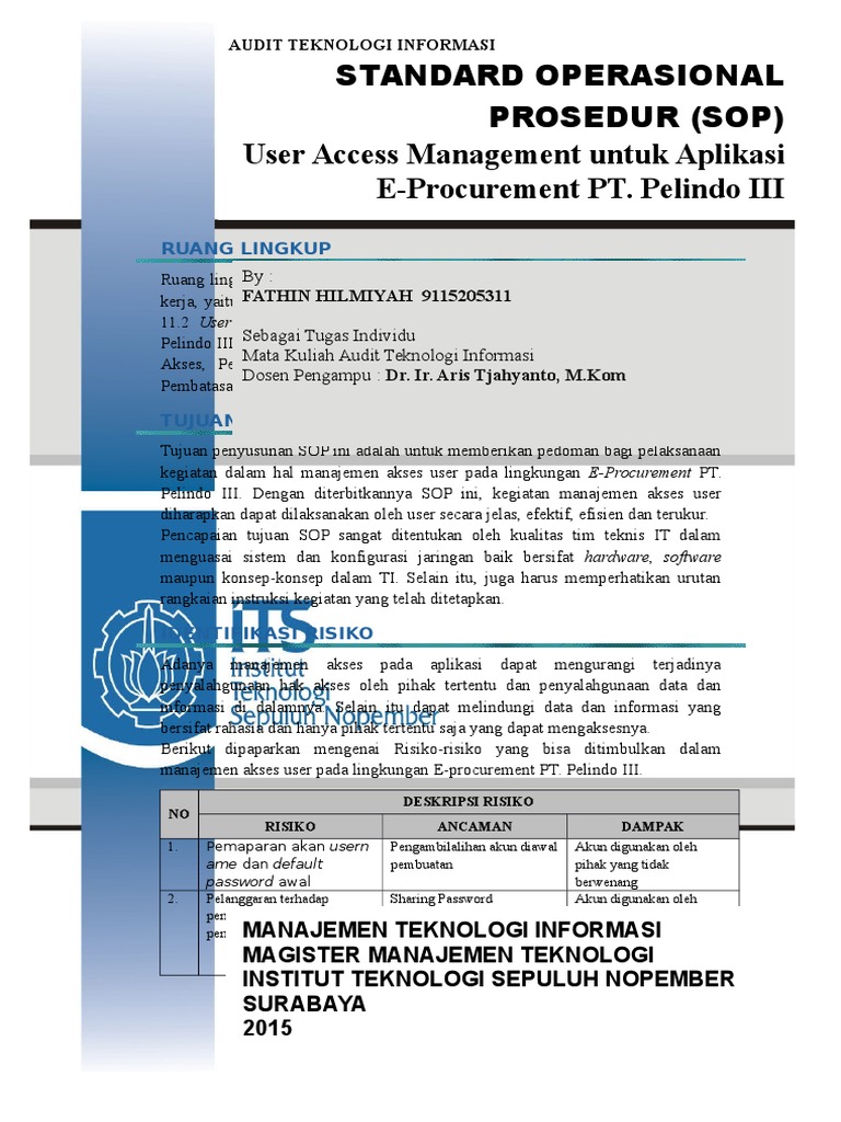 SOP User Access Management | PDF
