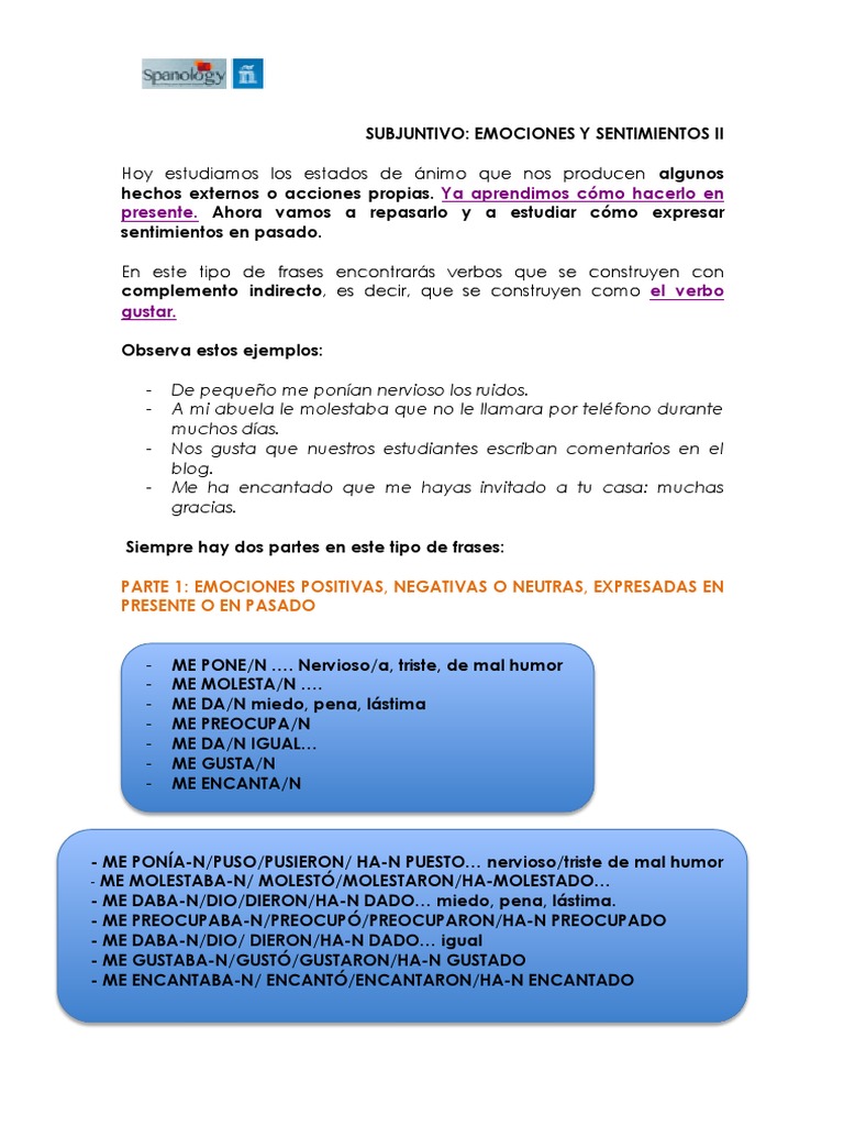 Subjuntivo: Expresión de emociones | PDF | Gramática | Lingüística