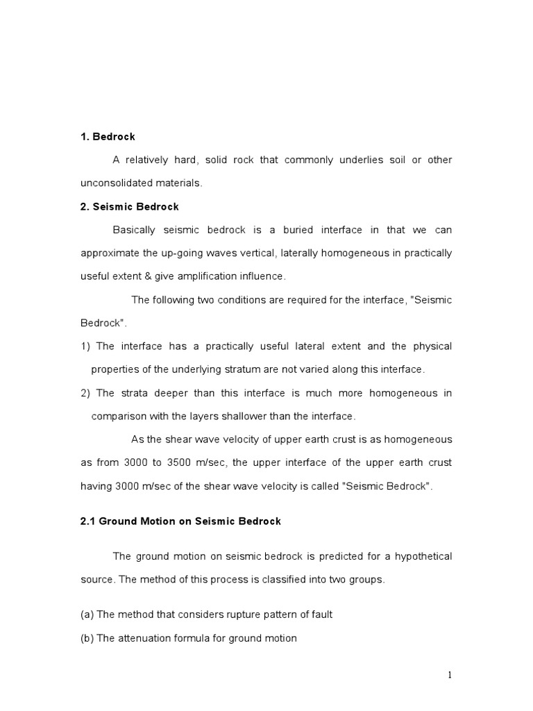 Seismic Bedrock and Engineering Bedrock | PDF | Earthquakes ...