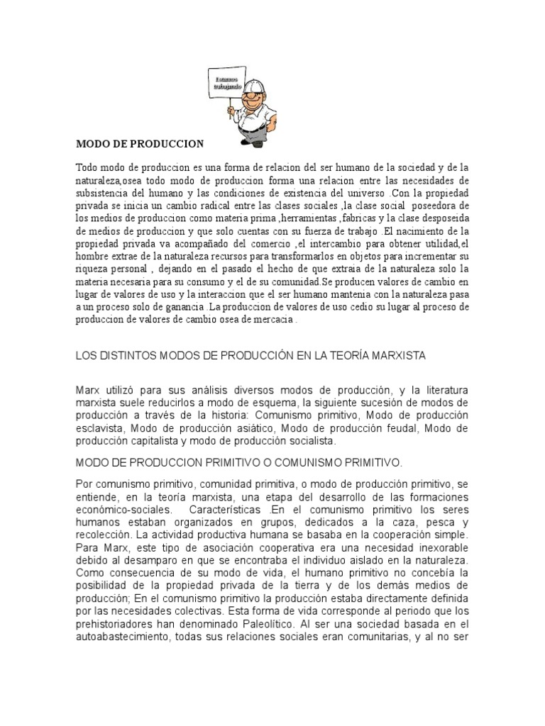 Modo de Produccion | PDF | Feudalismo | Capitalismo