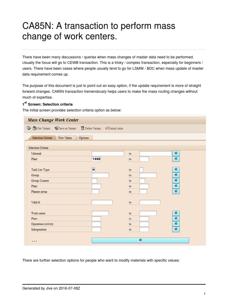 Sap Tcode Ca85n | PDF | Computer Data | Information Technology Management