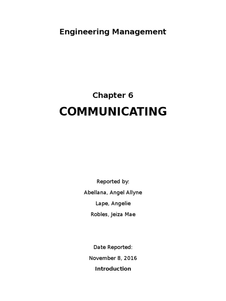 Communicating: Engineering Management | PDF | Emergence | Communication