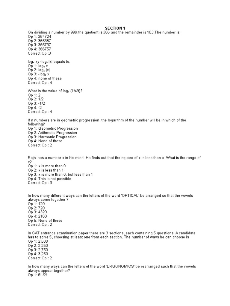 AMCAT Test Paper 1 With Ans | PDF | Control Flow | Matrix (Mathematics)