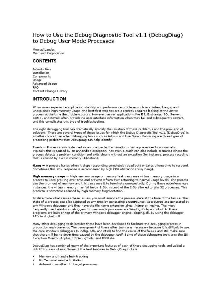 Debug Diag White Paper | PDF | Debugging | Digital Technology