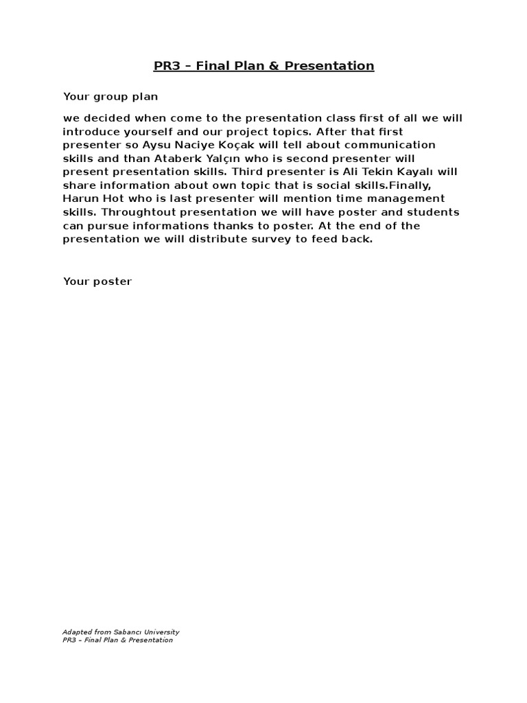 Final Presentation Plan and Feedback | PDF
