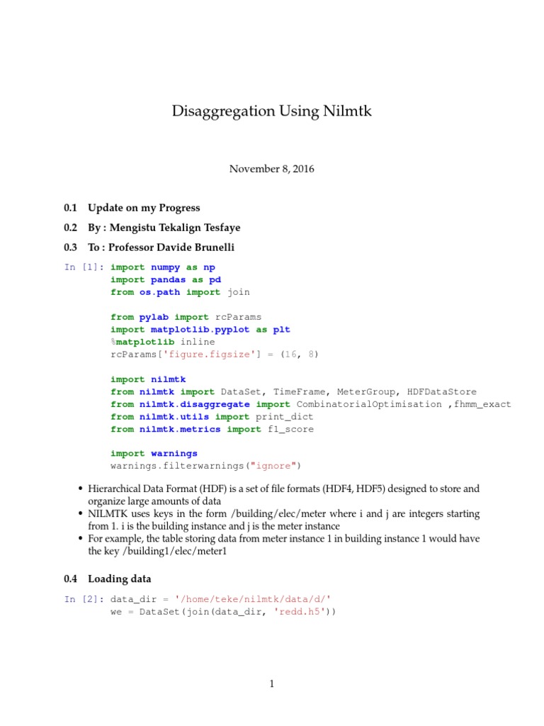 Disaggregation Using Nilmtk PDF | PDF