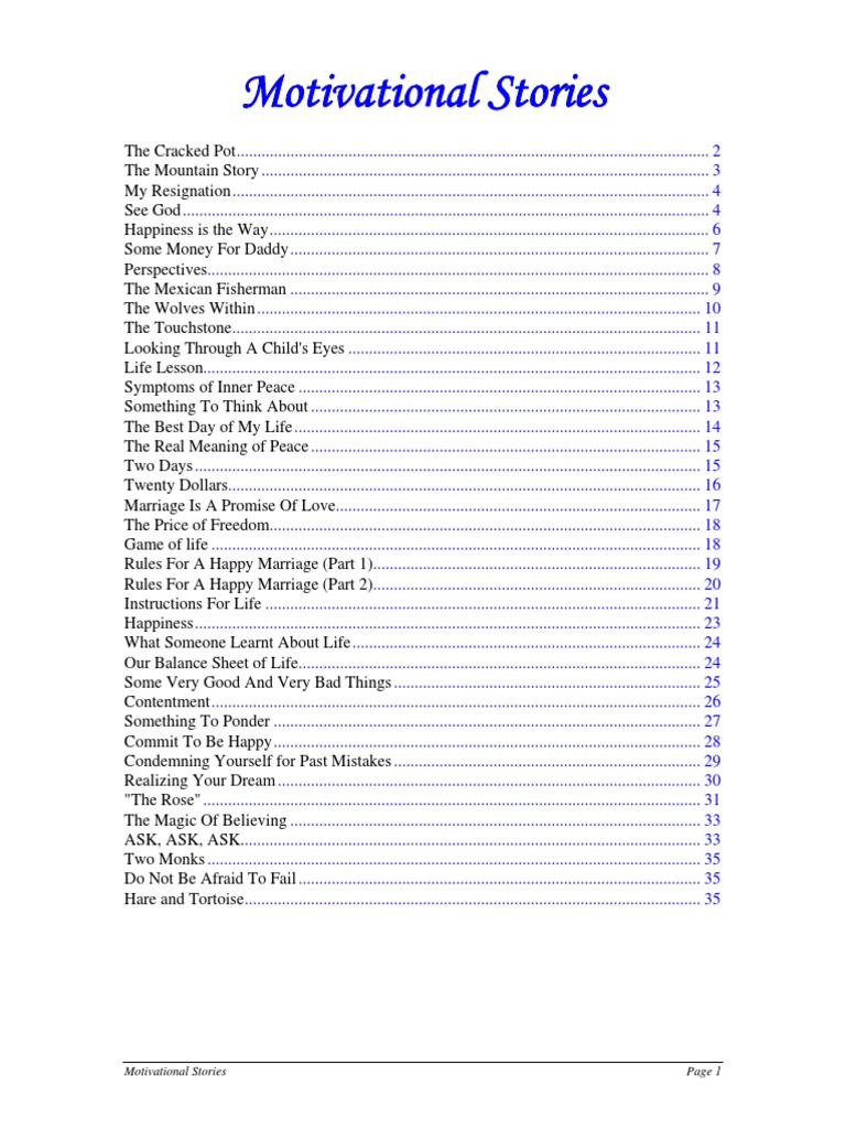 Motivational Stories | PDF | Marriage | Interpersonal Relationships