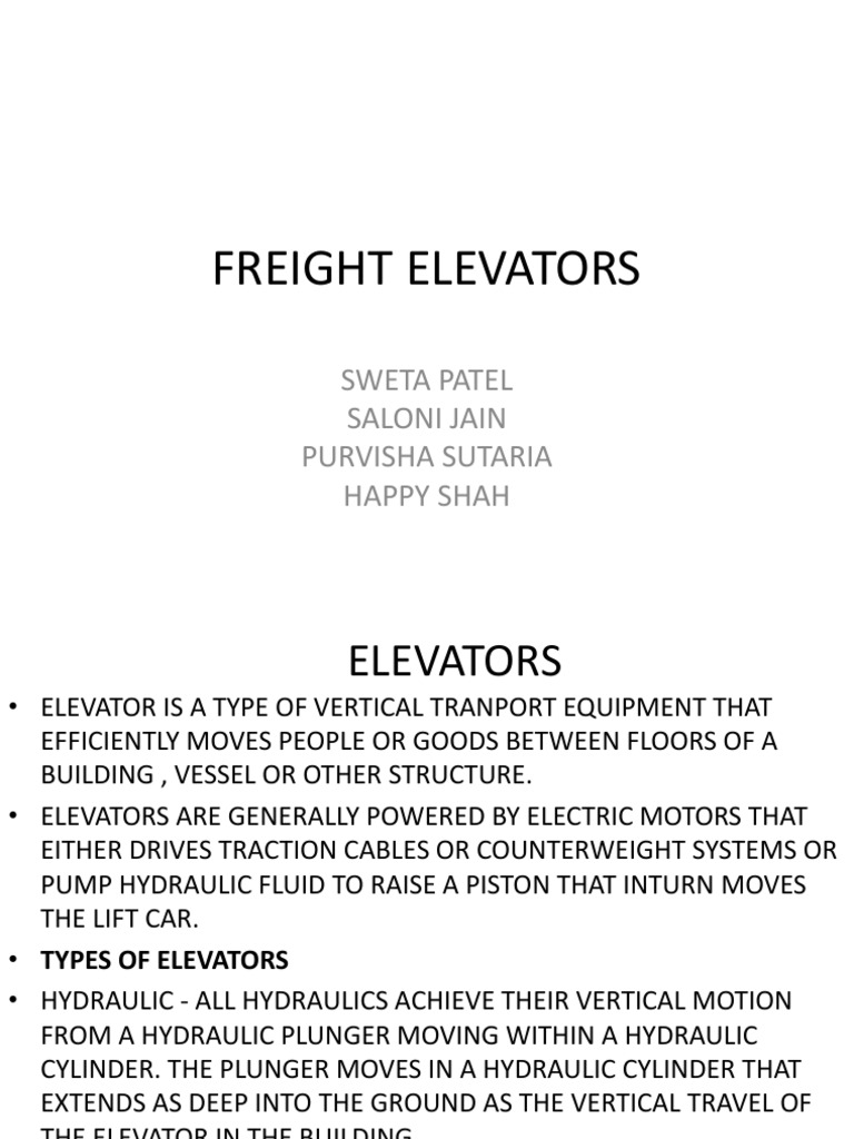 Freight Elevators Final | PDF