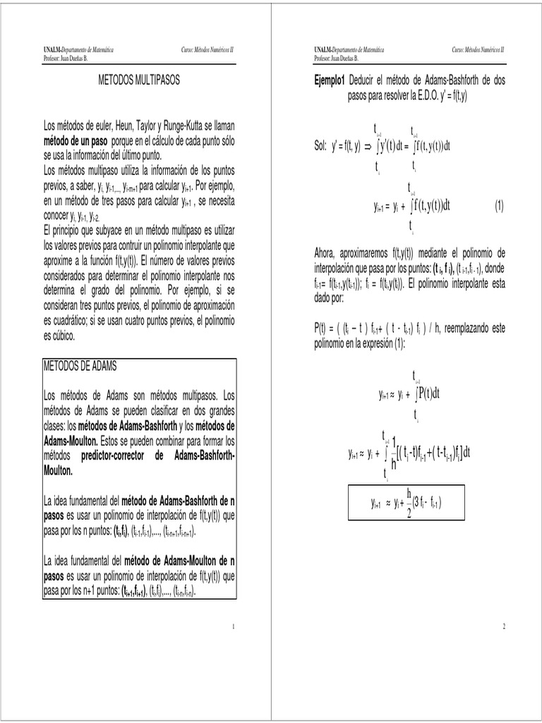 Métodos de Adams-Bashforth y Moulton | PDF | Integral | Análisis numérico