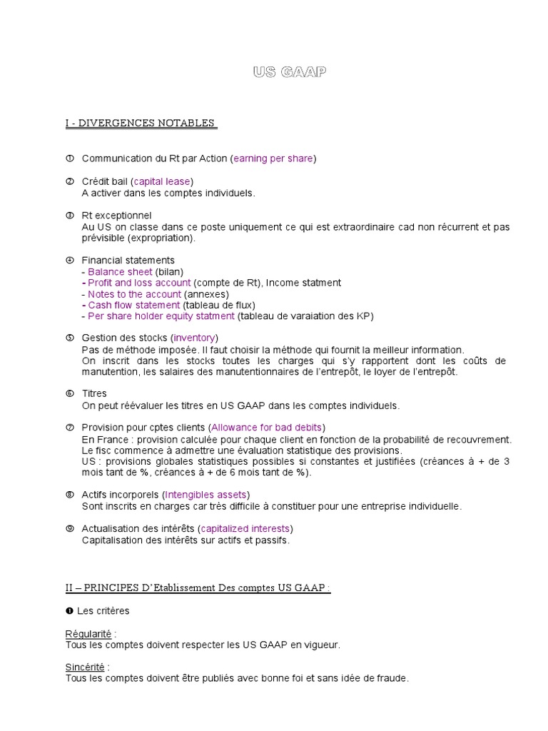 Cours Us GAAP | PDF | Reporting financier aux États-Unis | Bilan comptable