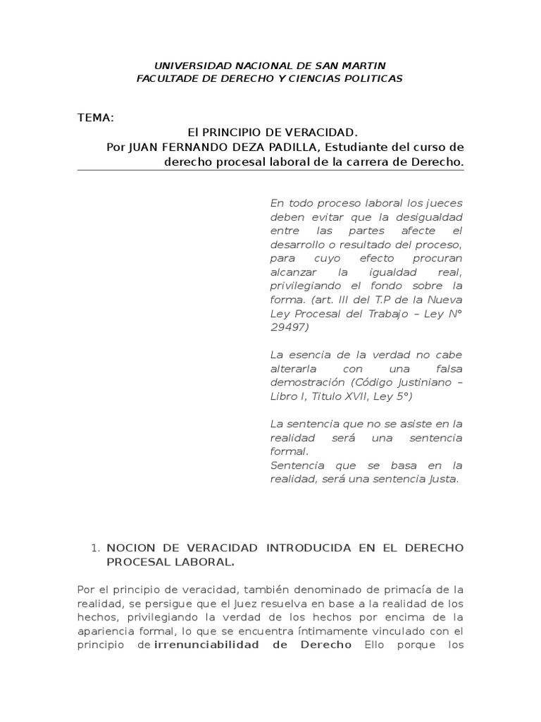 Principio de Veracidad