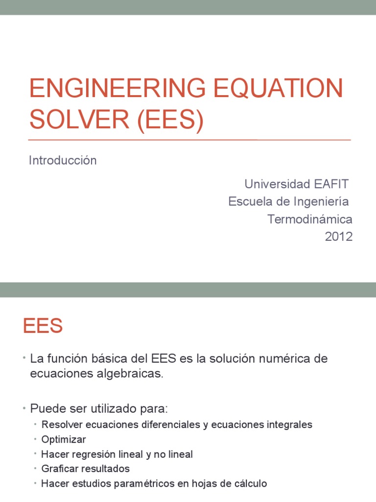 Engineering Equation Solver (Ees) - Rev | PDF