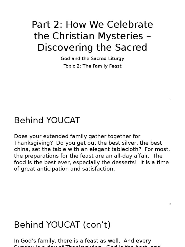 Part 2: How We Celebrate The Christian Mysteries - Discovering The ...